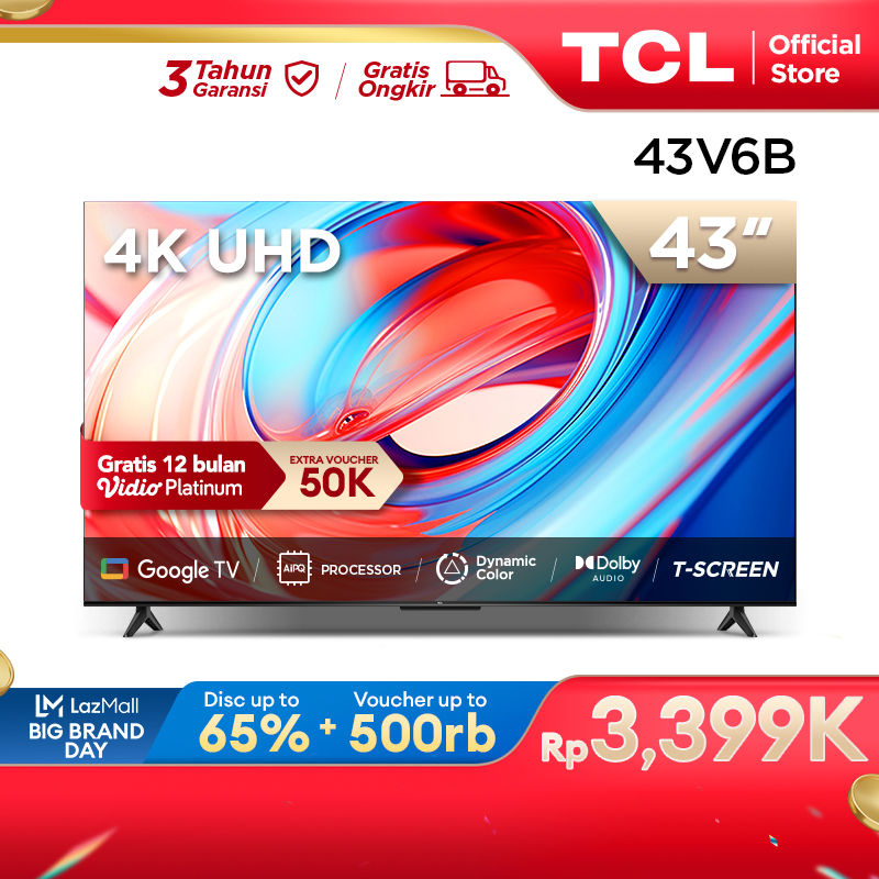 TCL Smart TV - 43 Inch - V6B Series ( Model: 43V6B) - 4K UHD Google TV ...