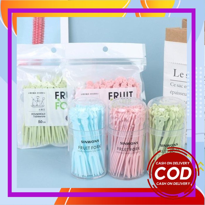 FLASHSALE! Garpu Kecil Plastik Tusuk Kue & Buah Isi 50pcs - Garpu Mini ...