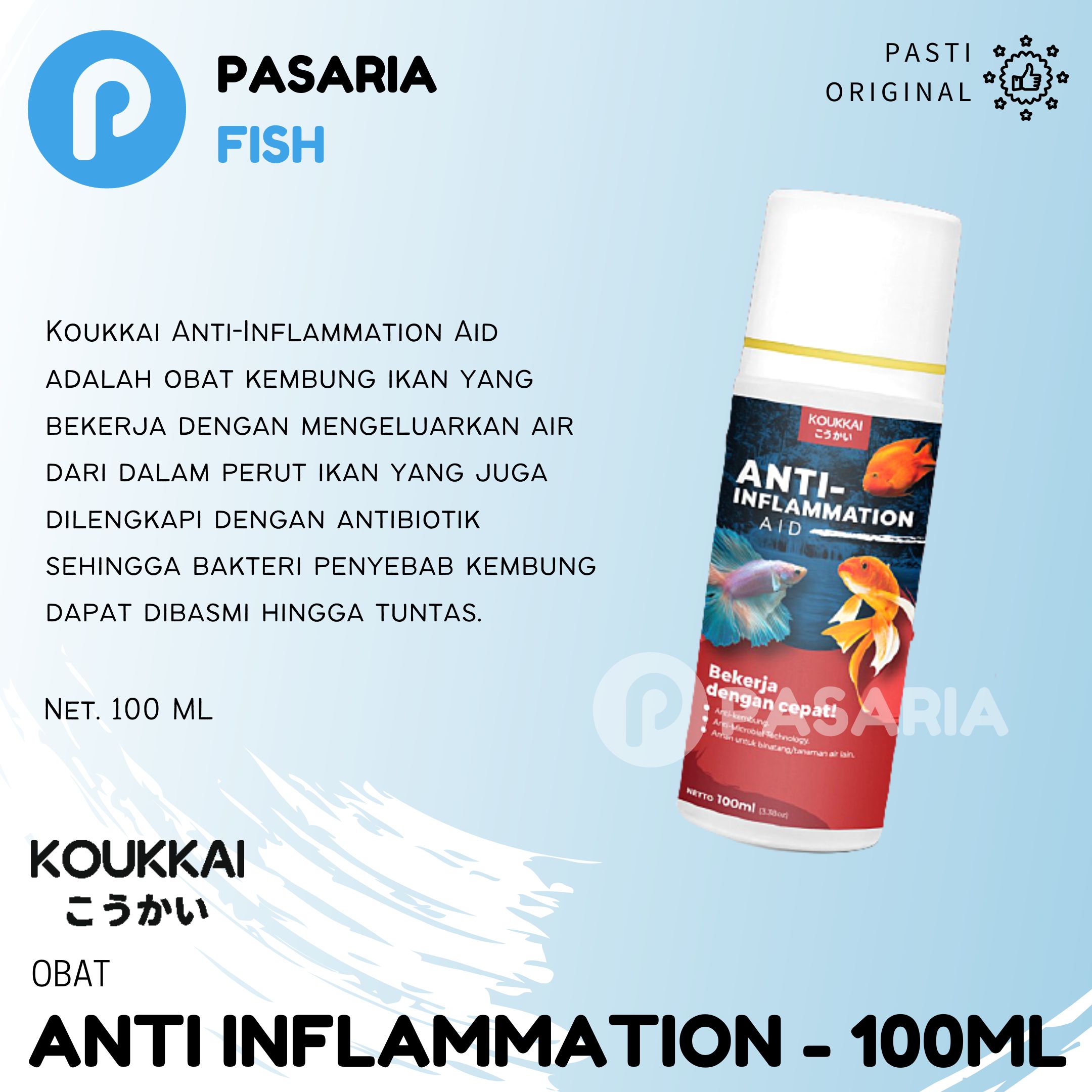 KOUKKAI ANTI INFLAM/INFLAMASI/Inflammation Obat Kembung Ikan Hias/Koi ...