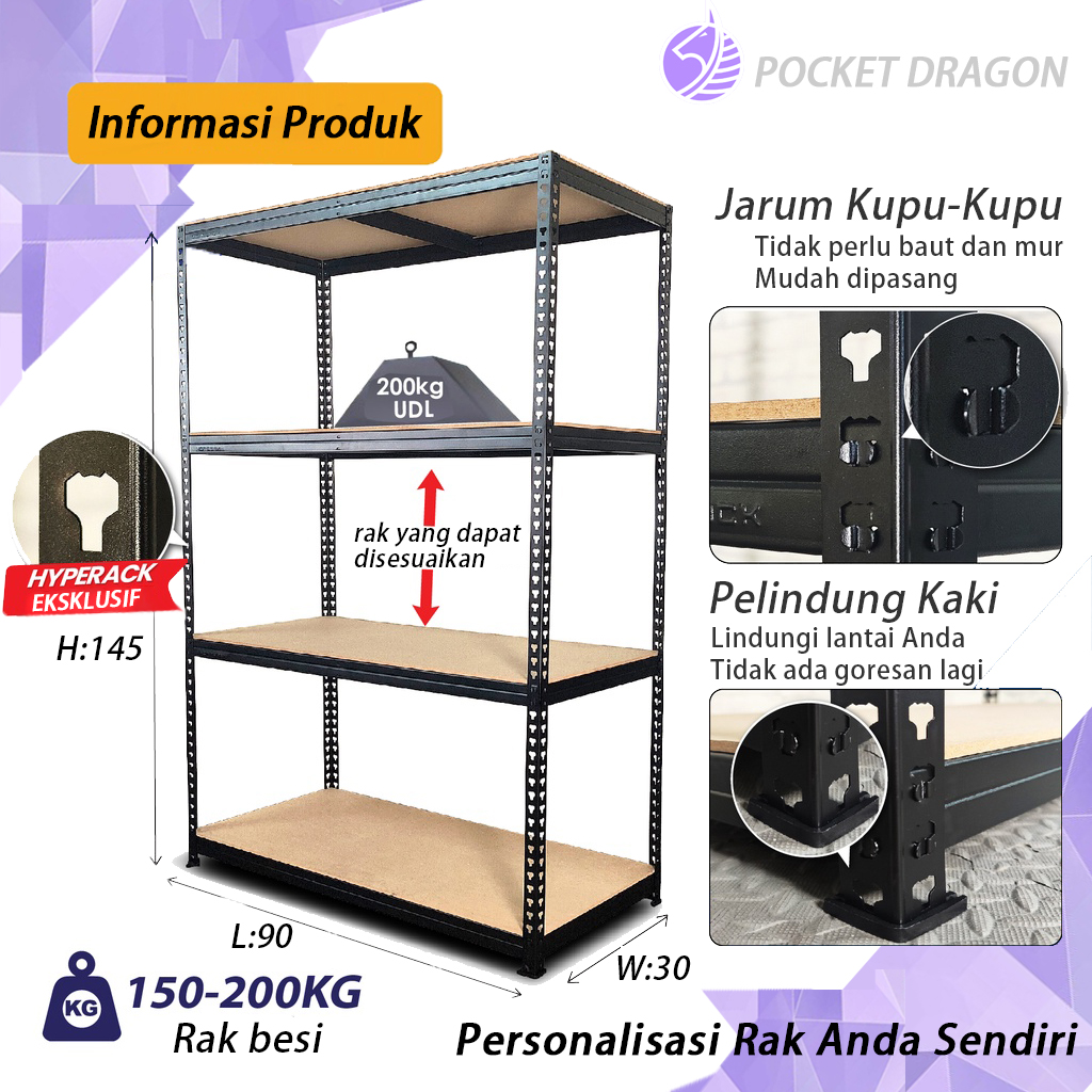 Pocket Dragon rak besi siku rak barang rak Multifungsi rak kertas susun ...