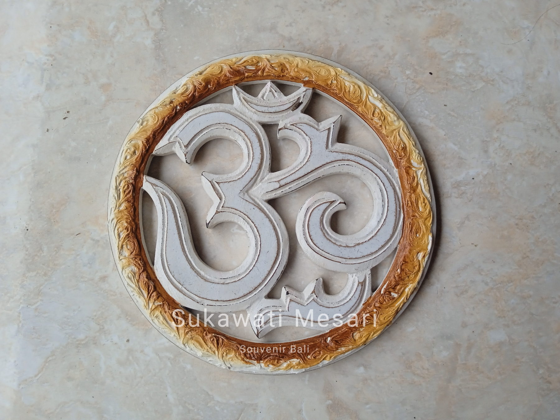 Dekorasi Kerajinan Ukiran Ongkara Tree of Life Lotus 20cm Hiasan Unik ...