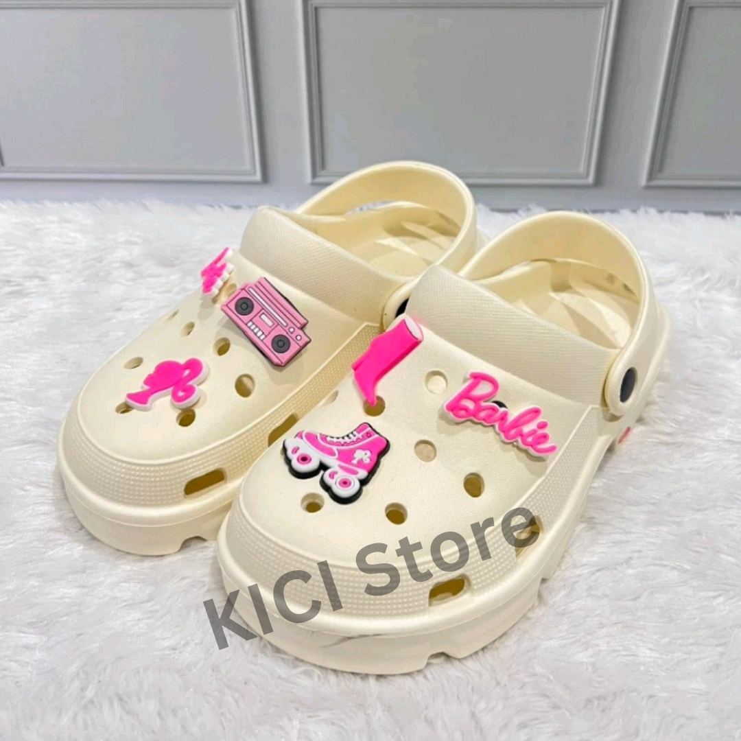 Sepatu Sandal Anak Barbie Model Baim Crocs dengan Aksesoris lucu Bahan ...