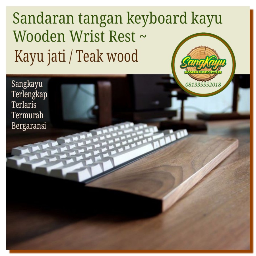 Wooden wrist rest for keyboard sandaran tangan keyboard kayu jati ...