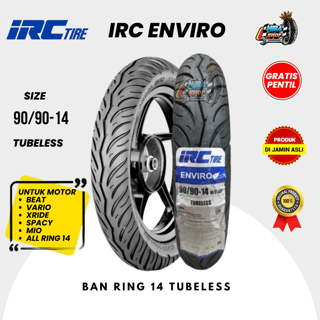Ban tubles 90 90 14 IRC Enviro free pentil untuk motor beat Scoopy Fino ...