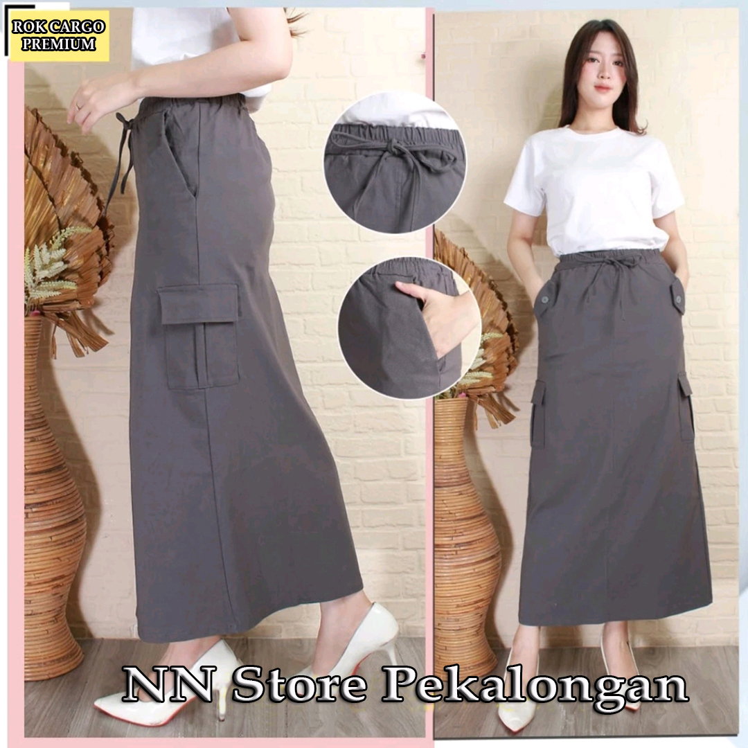 Rok Cargo Wanita Panjang / Rok Cargo Korean Style / Skirt Cargo Wanita / Rok Cargo Panjang ...