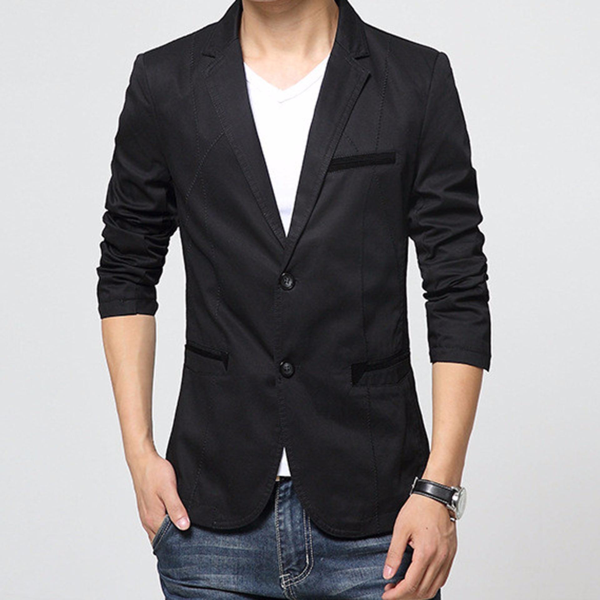 Jas Cowok - Jas Blazer Black Casual Modern | Lazada Indonesia