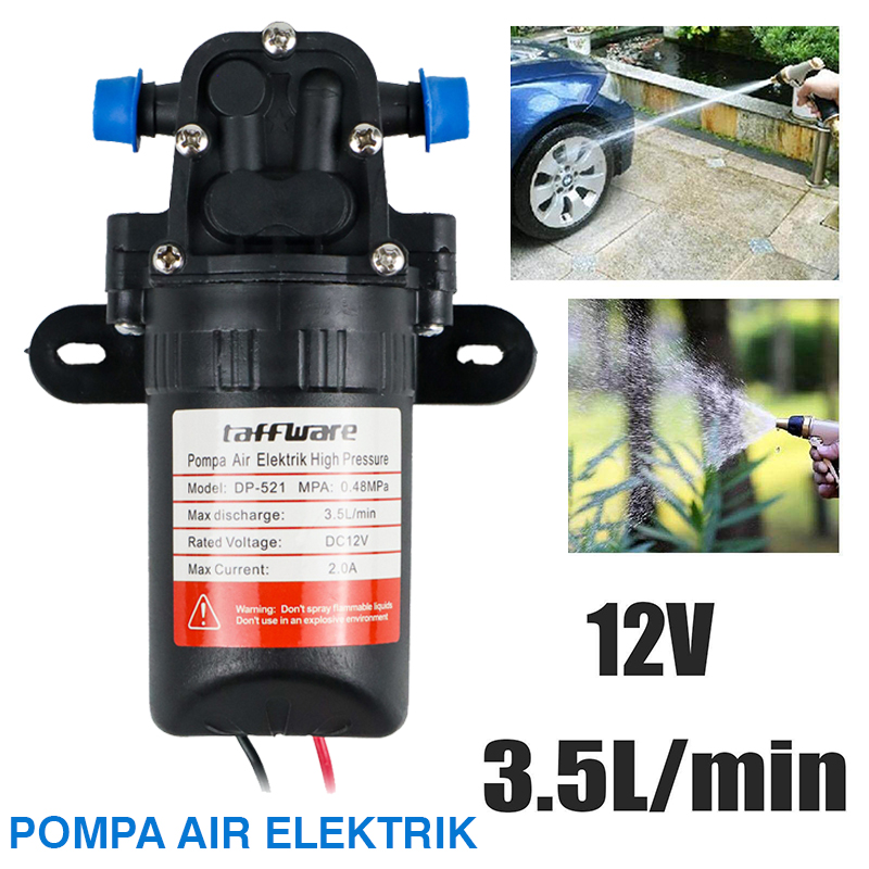 Pompa Air Elektrik High Pressure 12V 70PSI 3.5L/min Mesin Air Pompaair ...