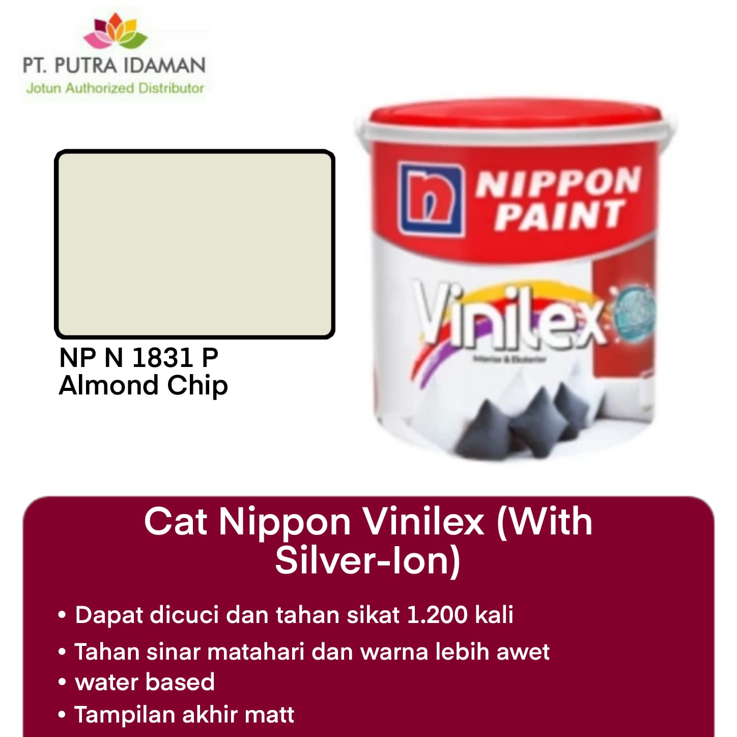 CAT INTERIOR NIPPON PAINT VINILEX - ALMOND CHIP N 1831P | Lazada Indonesia
