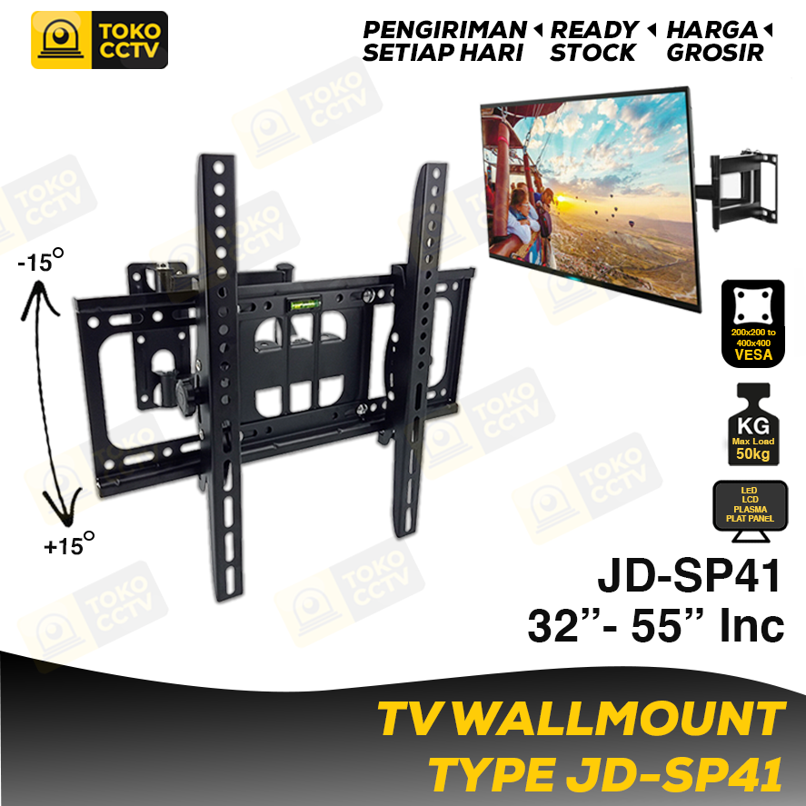 Bracket Dinding TV,LED,LCD 32-55 Inch || Bracket TV JD-SP41Plat Panel ...
