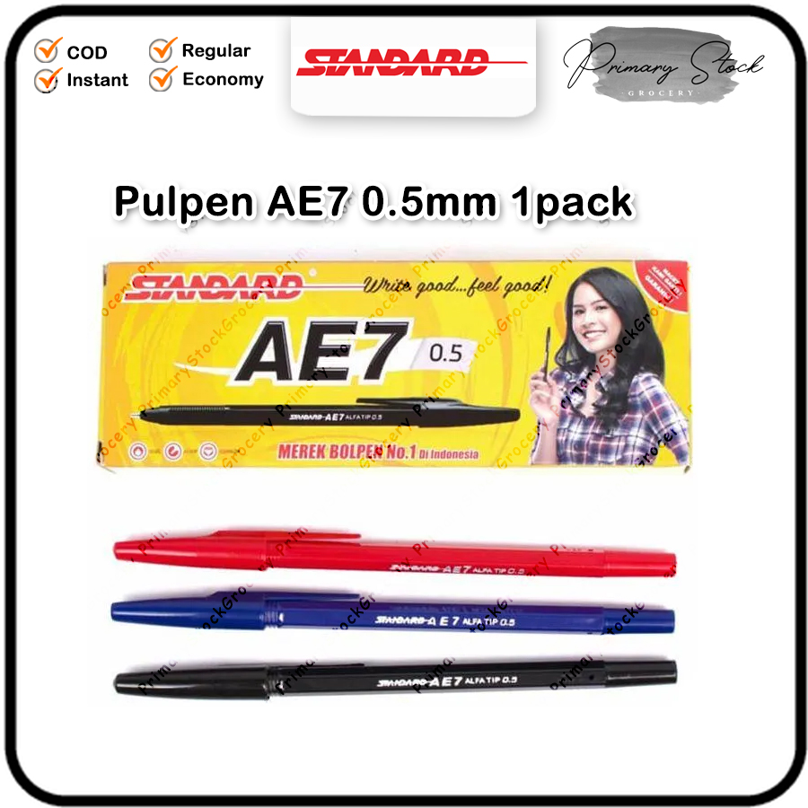Bulpen 1 Pack Lusin Pak Standard Pulpen AE7 Standar 0,5 Standart 0.5 mm ...