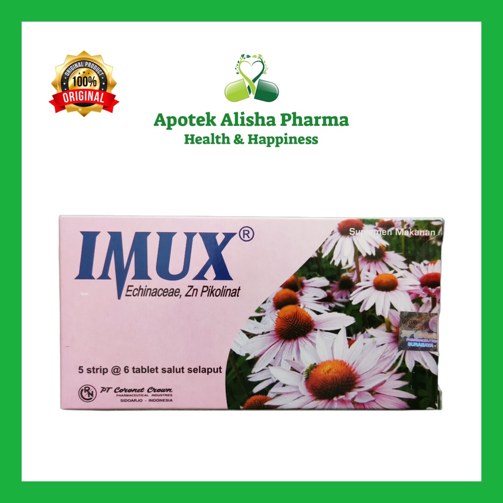 Imux Tablet (Strip 6tablet) - Imuk Echinacea + Zink Tablet Suplemen ...