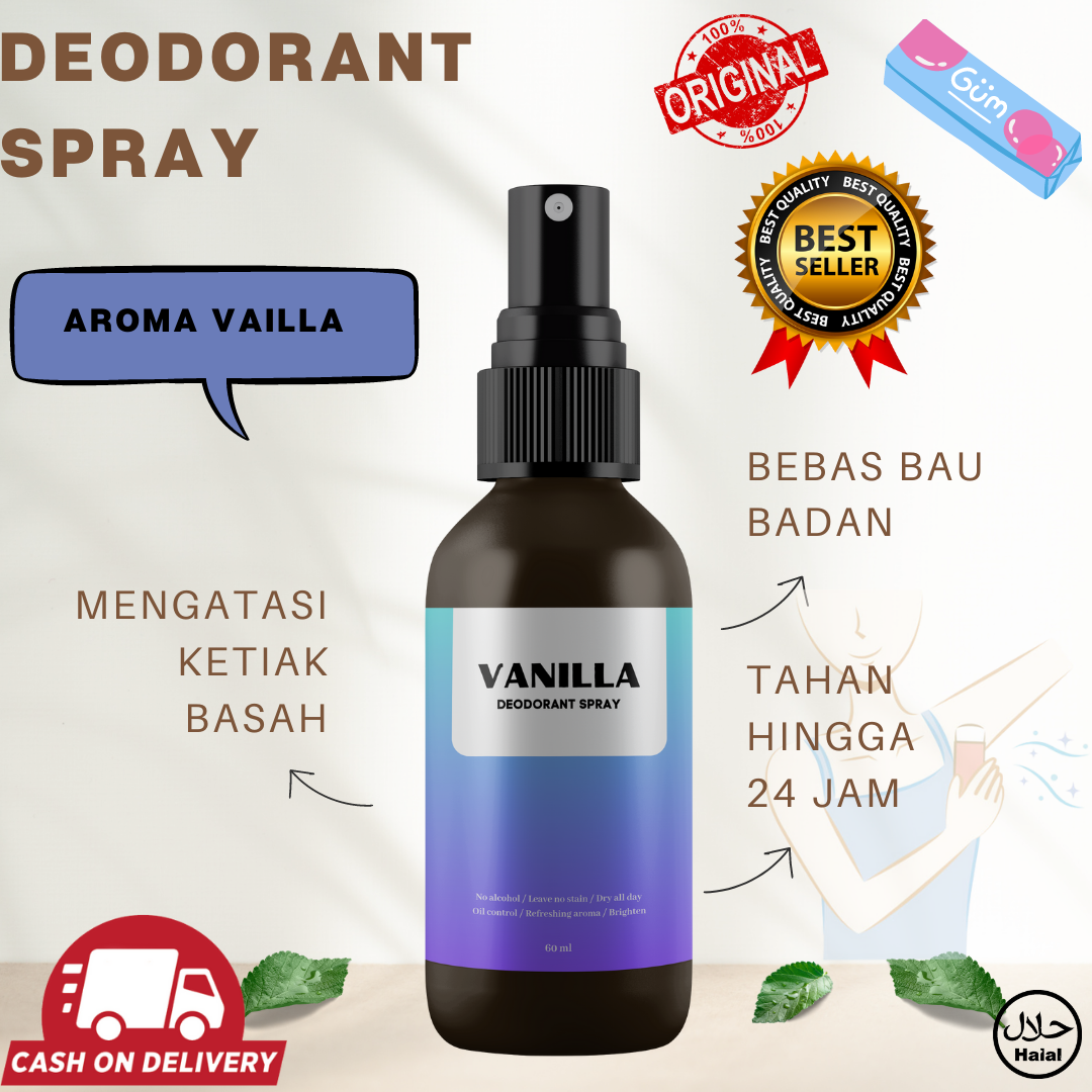 DEODORANT SPRAY VANILLA - Bebas Bau Ketiak Seharian / Penghilang Bau ...