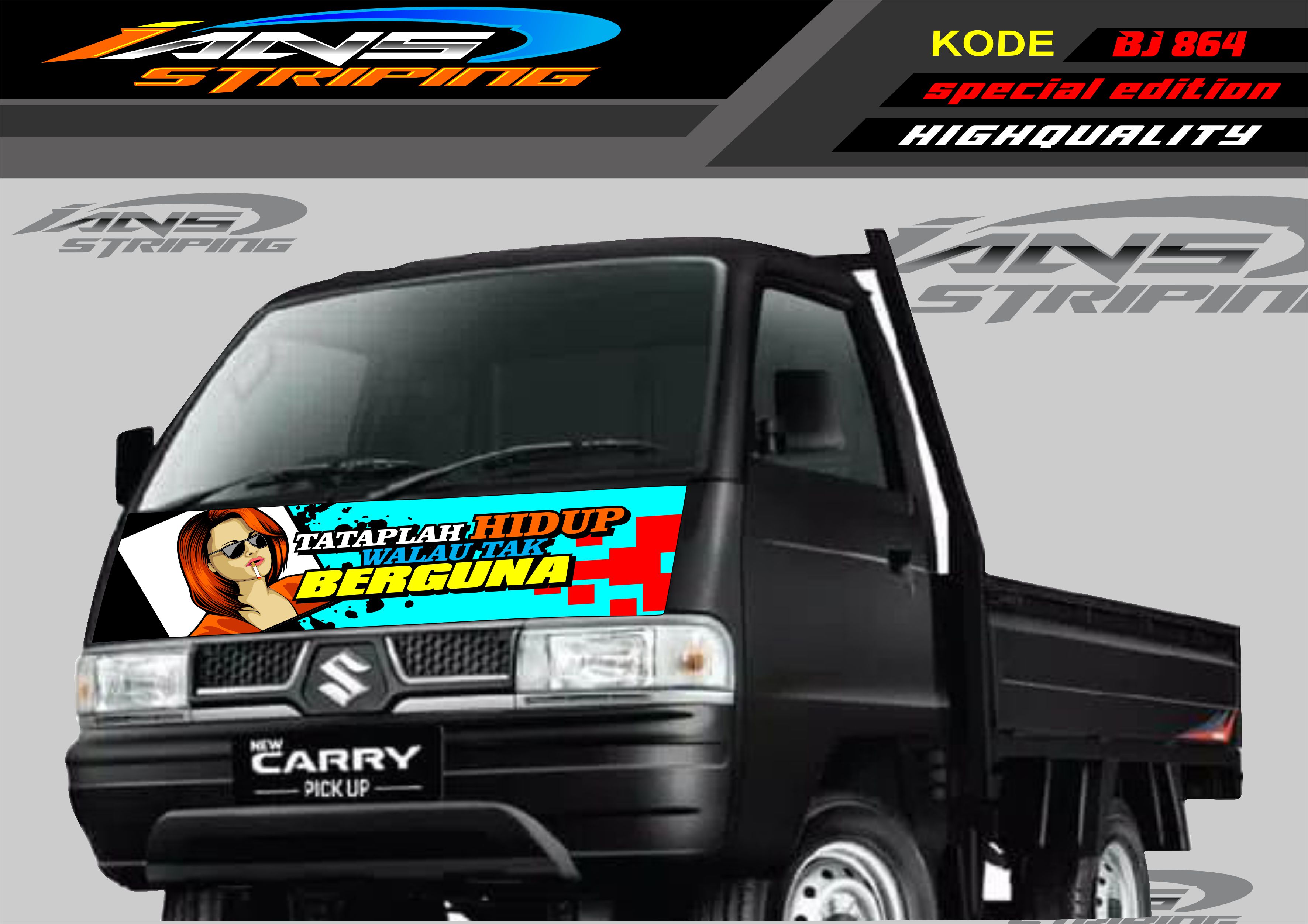 STIKER KAP DEPAN TETAPLAH HIDUP MOBIL L300 / STIKER KABIN DEPAN MOBIL ...