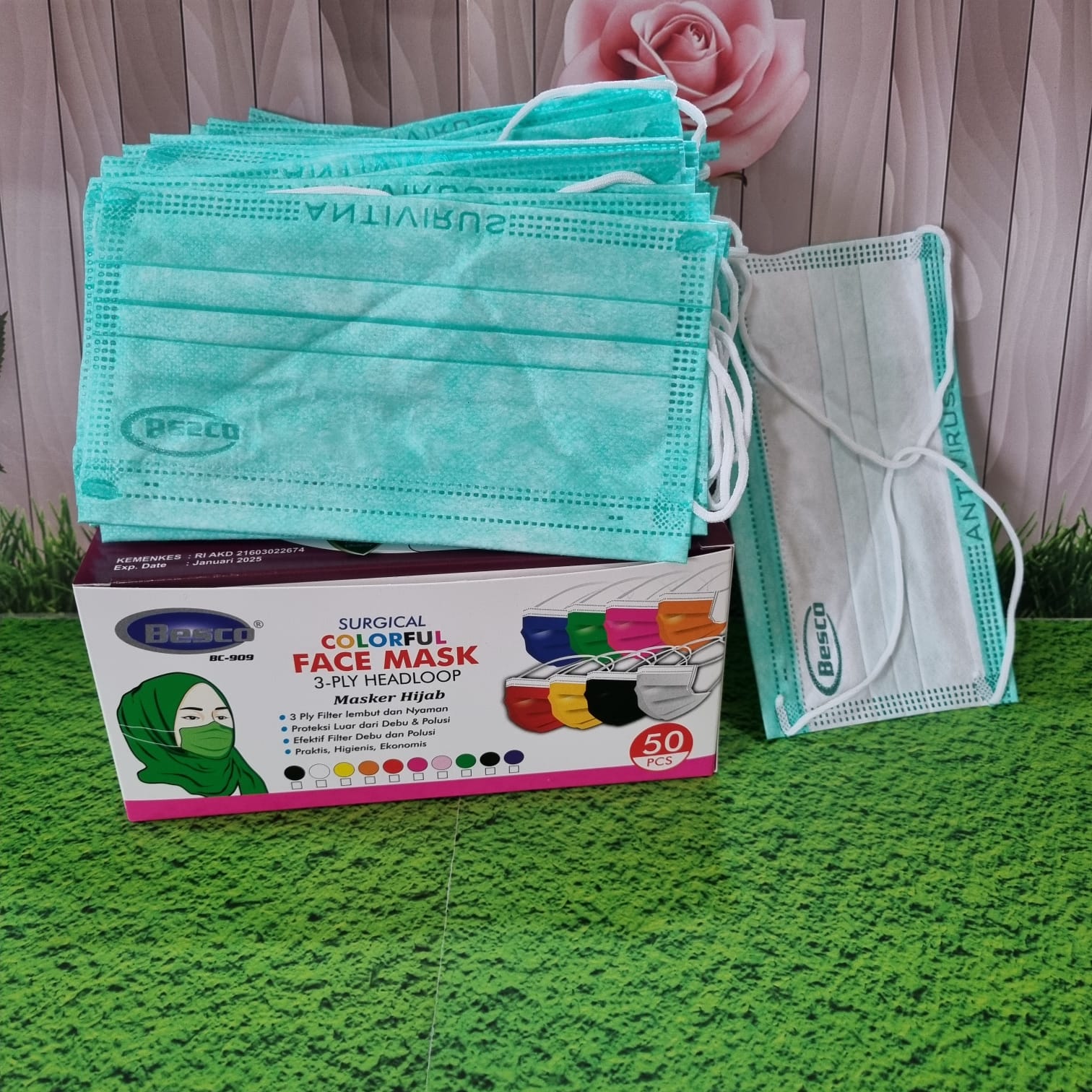 Masker Dewasa Masker Headloop 3ply masker hijab isi 50pcs 25pcs ...