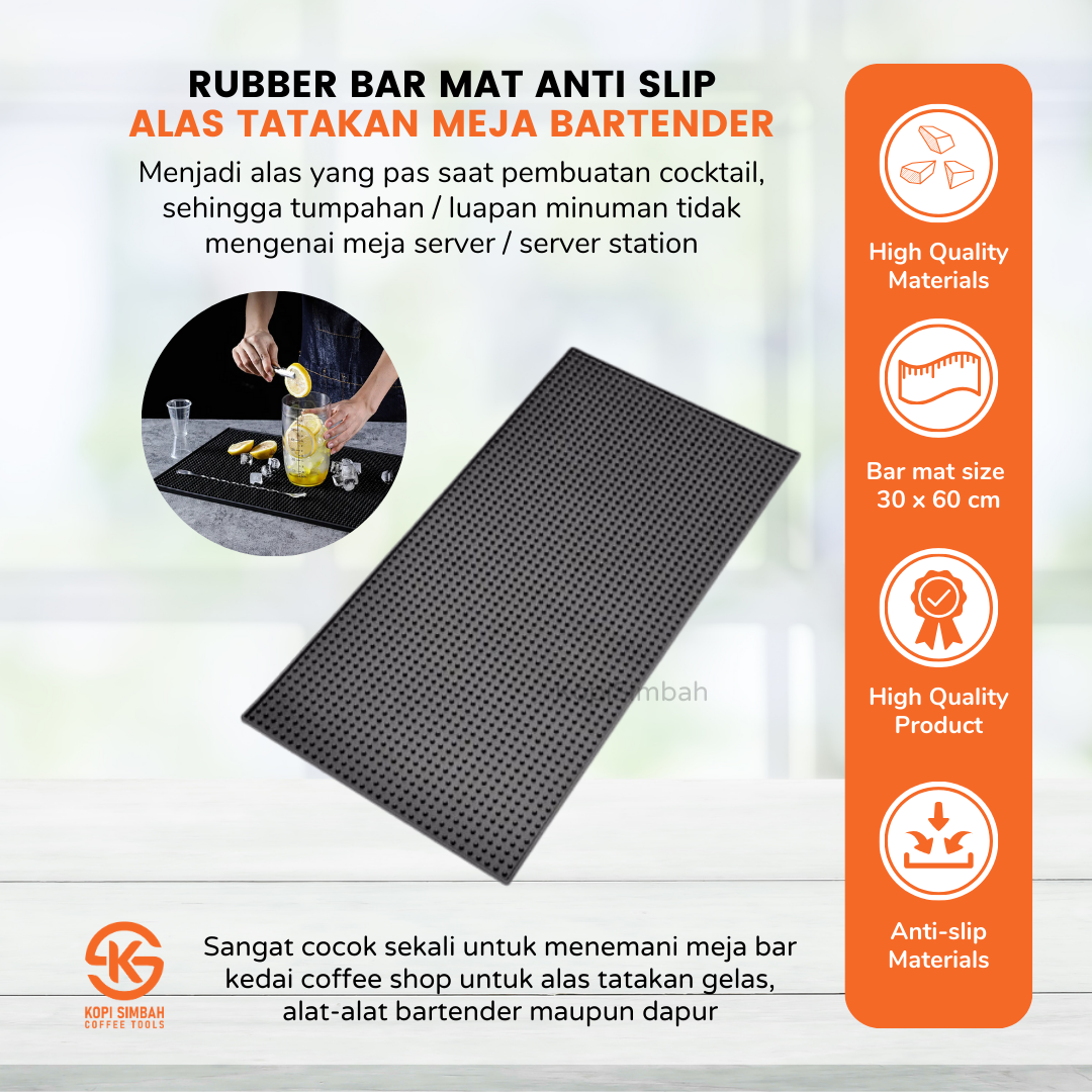 Rubber Bar Mat 30 x 60 cm Alas Matt Karet Tatakan Gelas Kopi Bartender ...