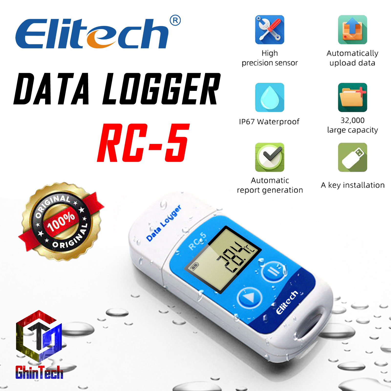 Elitech RC5 Temperature Data Logger Monitor USB RC 5 RC-5 Suhu Loger ...