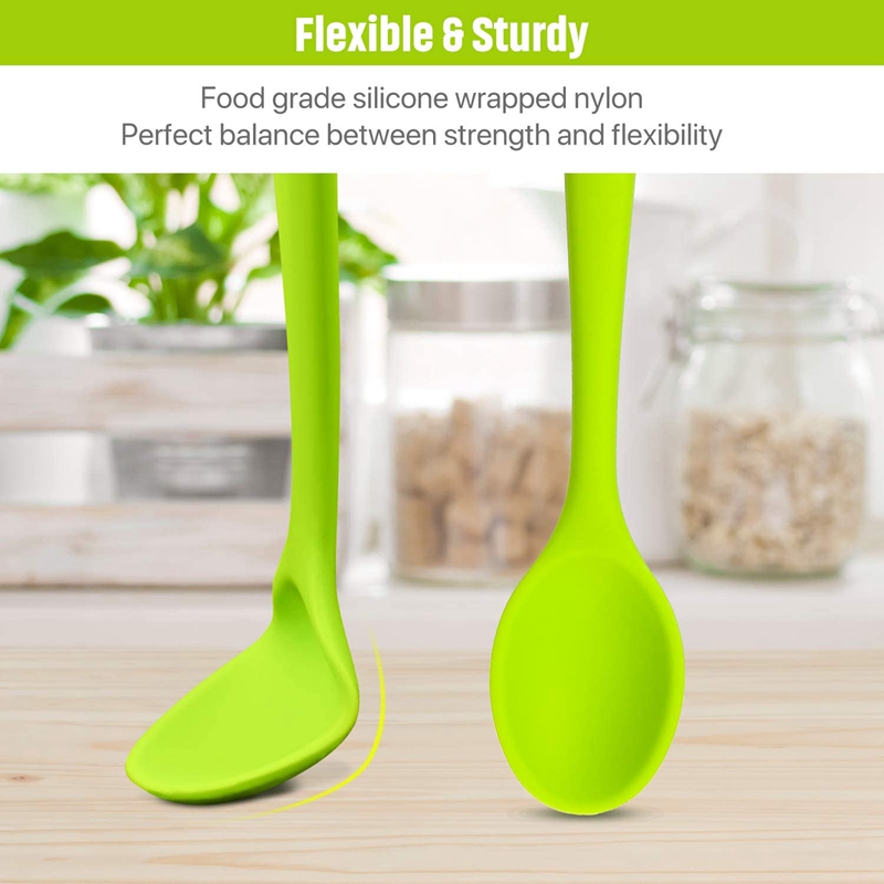 6 Pieces Silicone Mixing Spoons Set Nonstick Kitchen Cooking Spoons ...