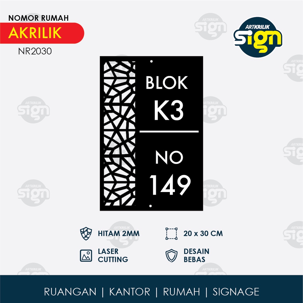Custom Nomor Rumah Premium Laser Cut Plat Nomor Rumah Modern Akrilik ...