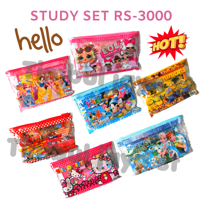 Study set anak alat tulis Stationery set mika kaleng pensil set Paket ...