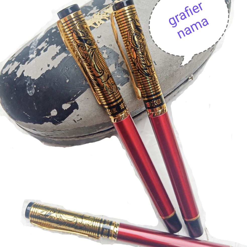 ballpoint besi, pulpen ,, motif batik kecil warna merah | Lazada Indonesia