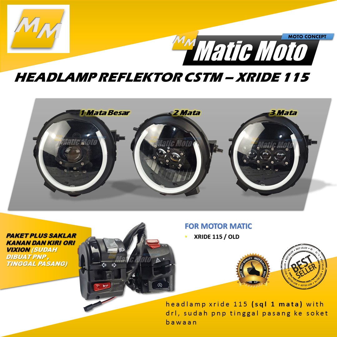 LAMPU HEADLAMP XRIDE 115 MODEL CSTM / REFLEKTOR XRIDE 115 / LAMPU UTAMA ...