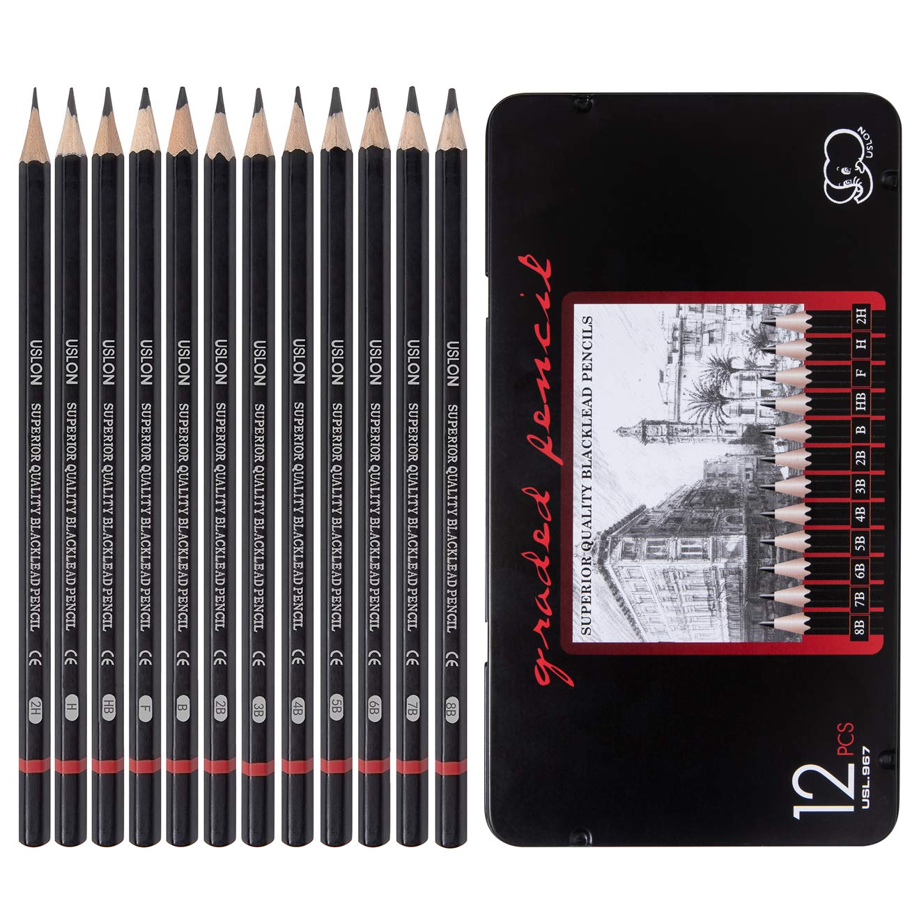 12 Pcs Pensil Gambar Sketsa Set Drawing Pencil Set Charcoal Pencils Set Sketch Pencil Set ...