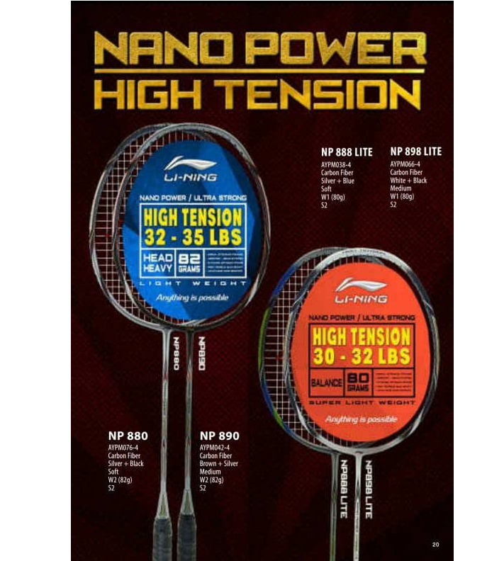 Original Lining Nano Power NP 888 NP888 High Tension Raket Badminton ...