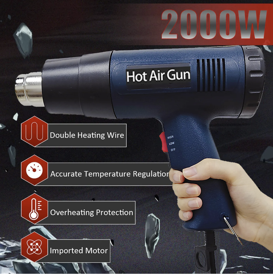 Hot Air Gun 2000W 600 Derajat 220V Heat Gun Air Hot Gun Pro Senapan ...