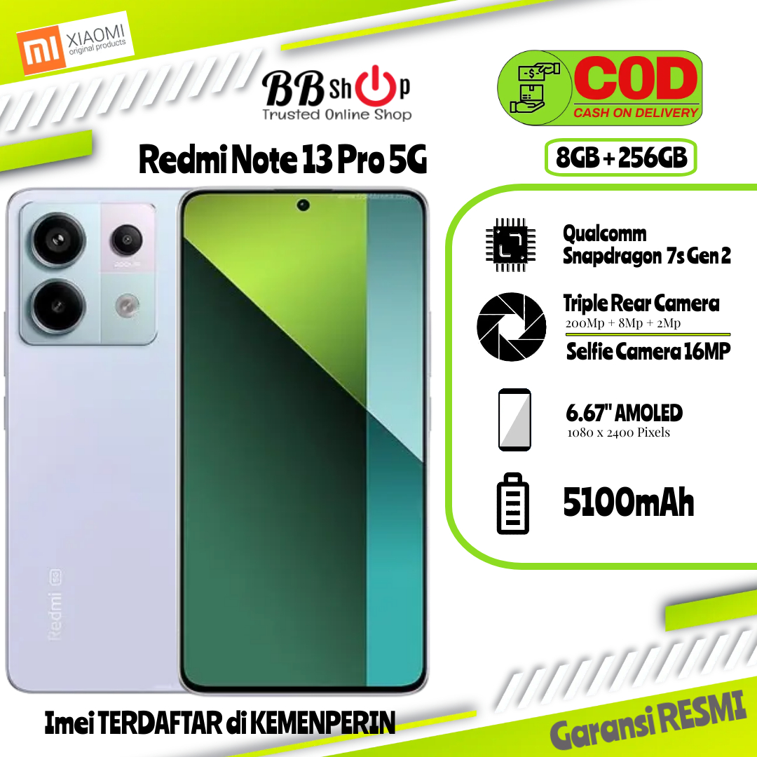 Xiaomi Redmi Note 13 Pro 5G 8GB+256GB Garansi Resmi 1 Tahun, Display ...