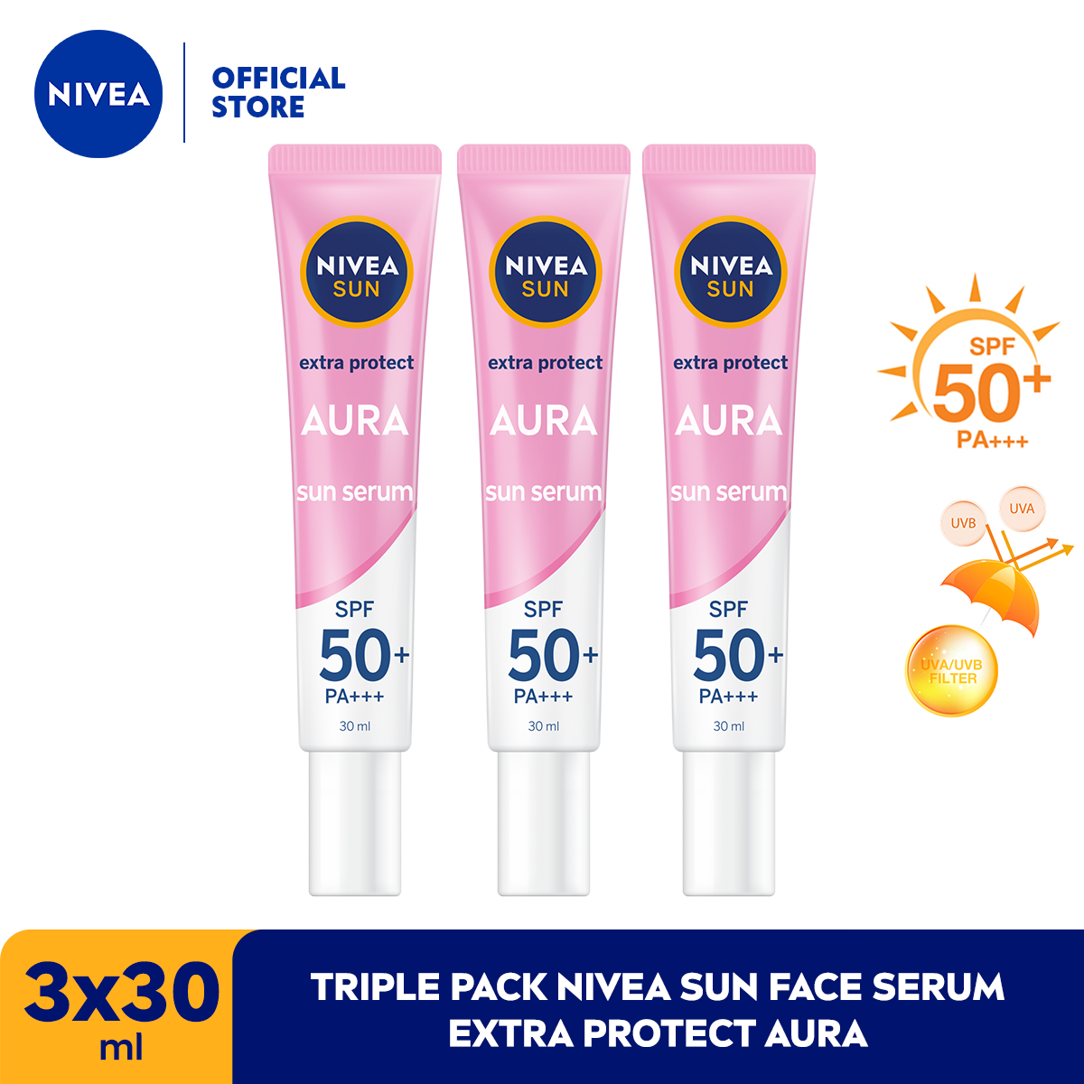NIVEA SUN Face Serum Extra Protect Aura SPF50+ PA+++ 30ml - Triplepack ...