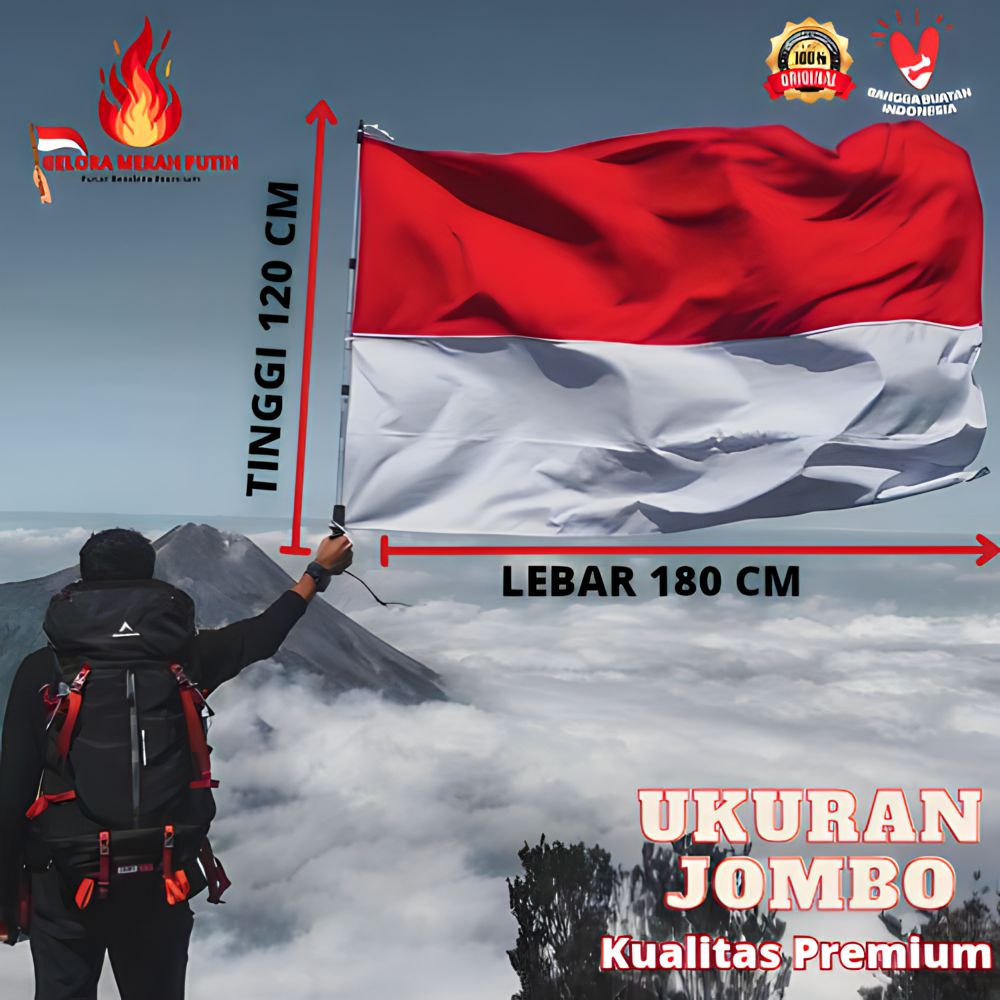 Bendera Merah Putih Ukuran Jumbo 120x180 CM Hiasan Agustusan Dekorasi Kemerdekaan Indonesia ...
