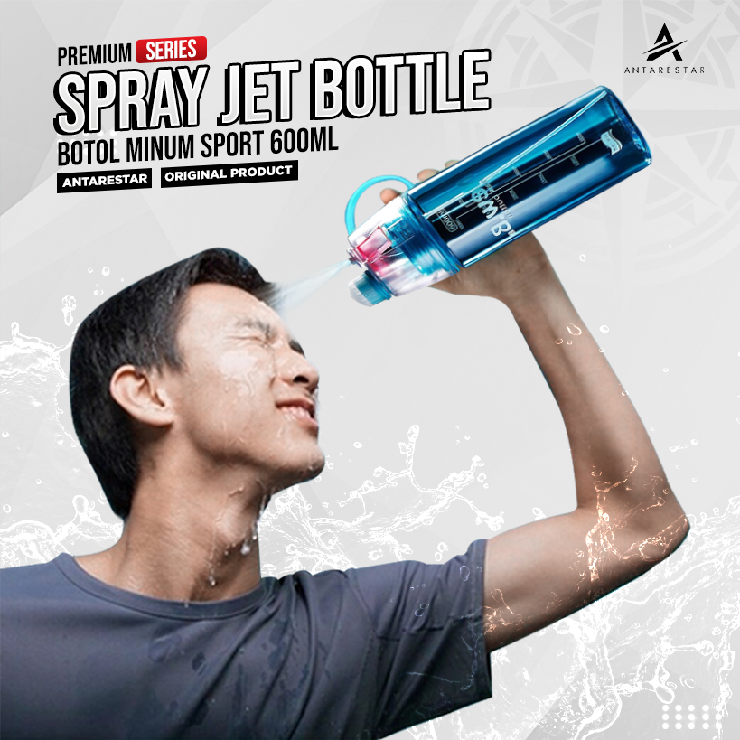 Botol Minum Olahraga Semprot Spray Viral Tiktok Anti Bocor Size 600ml ...