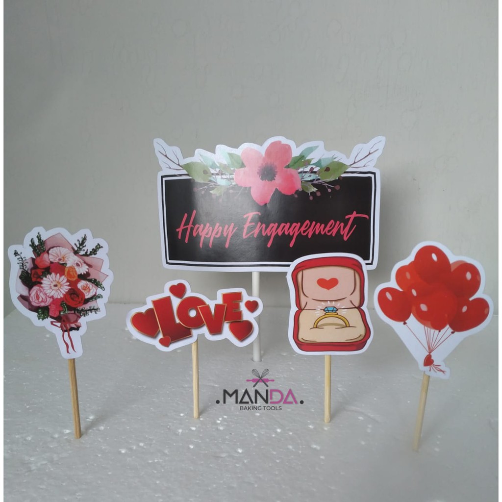 Topper karakter kue tart puding topper kertas topper happy engagement ...