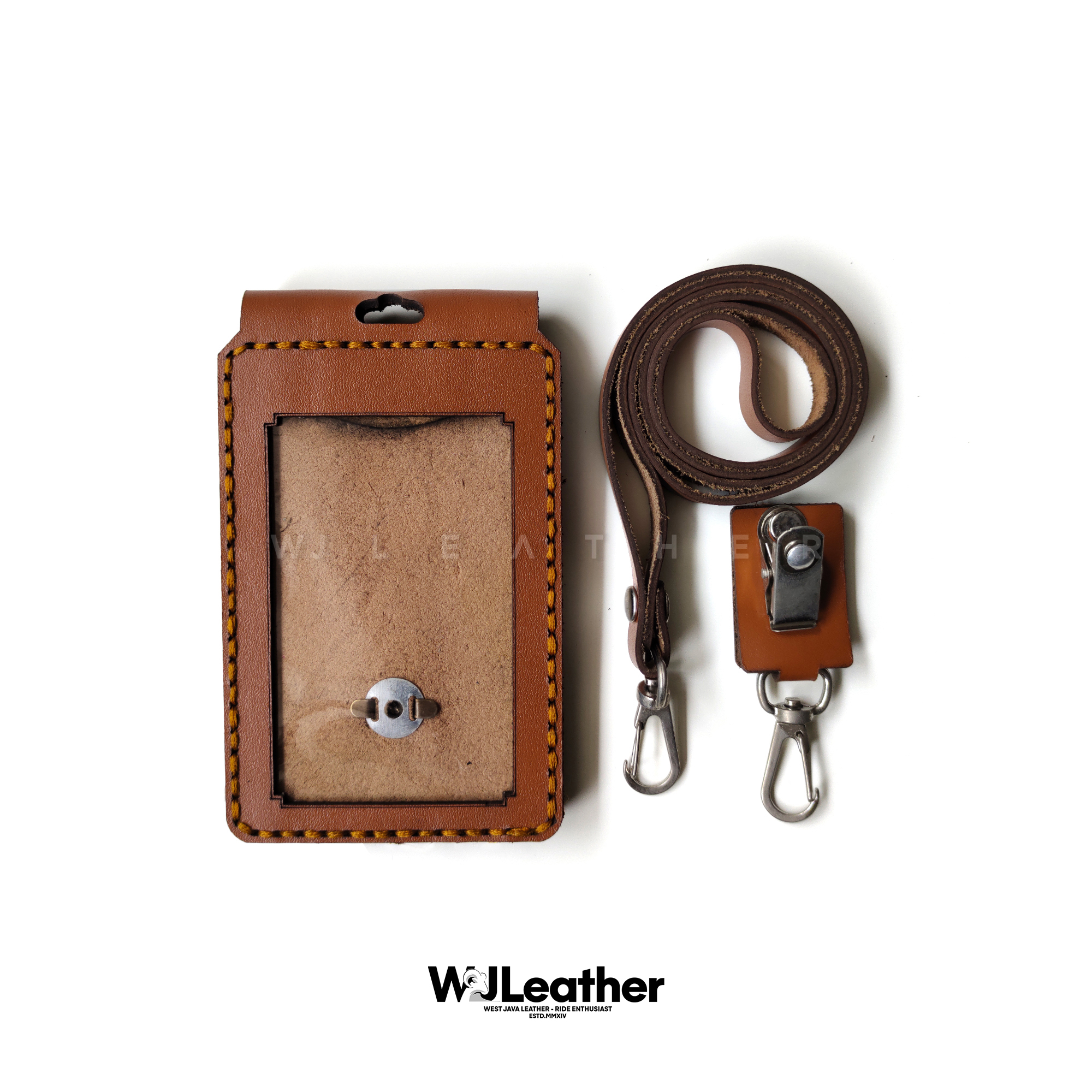 WJ Leather - ID Card Holder Kulit Name Tag Flip Magnetic ID003 | Lazada ...