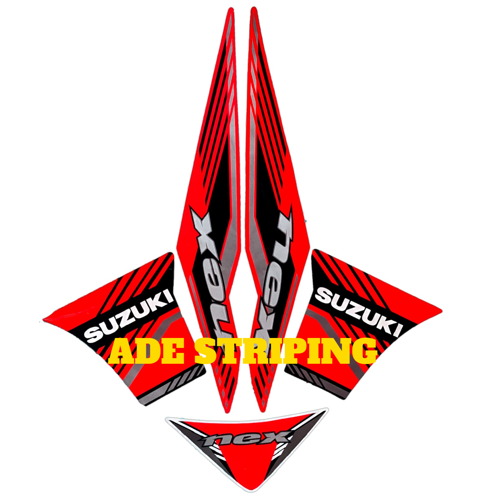 STIKER STRIPING LIS BODY MOTOR SUZUKI NEX 2014 MERAH STANDAR FULL SET ...