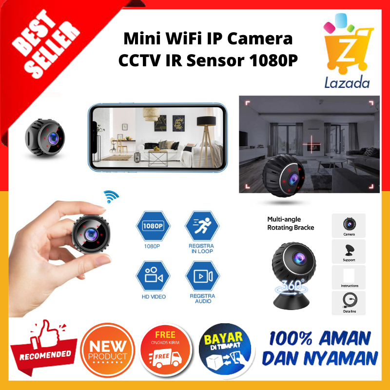 COD - Mini WiFi IP Camera CCTV IR Sensor 1080P Sambung Ke Hp Kamera ...