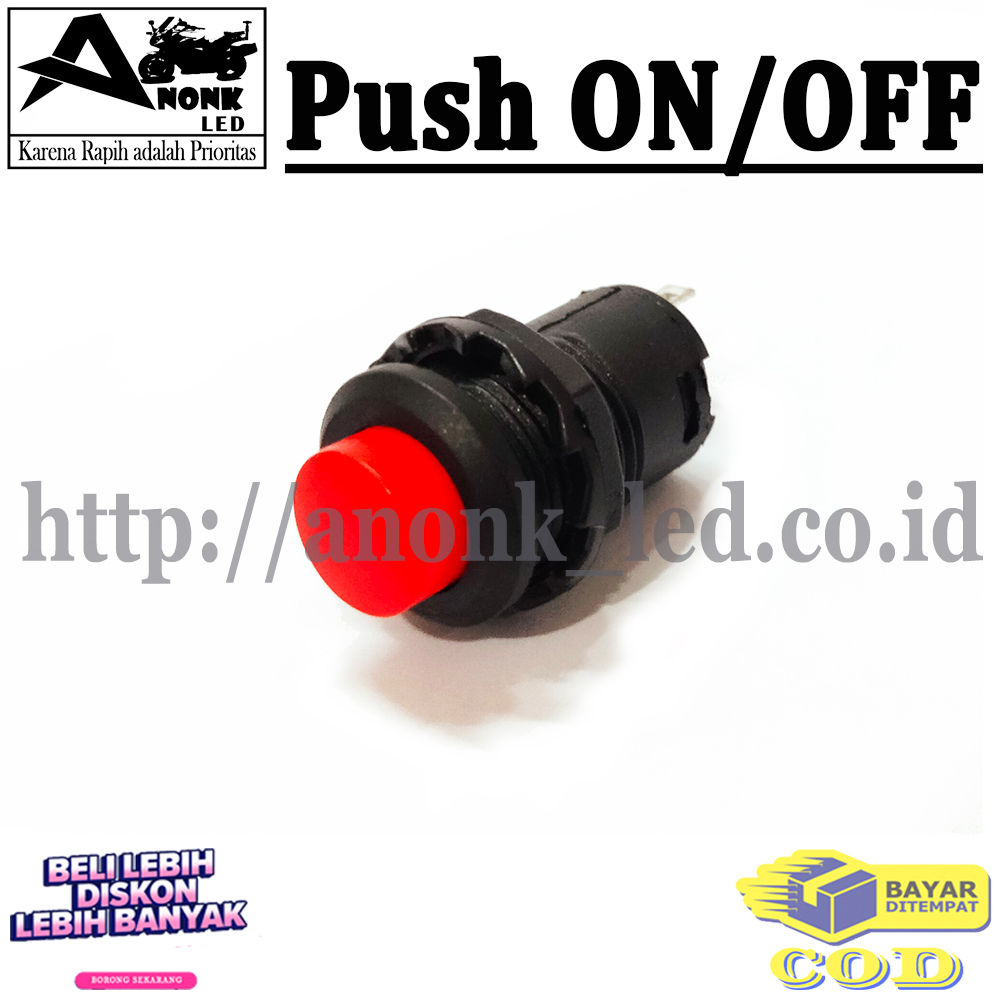 Tombol Saklar Push ON-OFF MERAH / Saklar Push On/Off Mini 2pin Merah ...