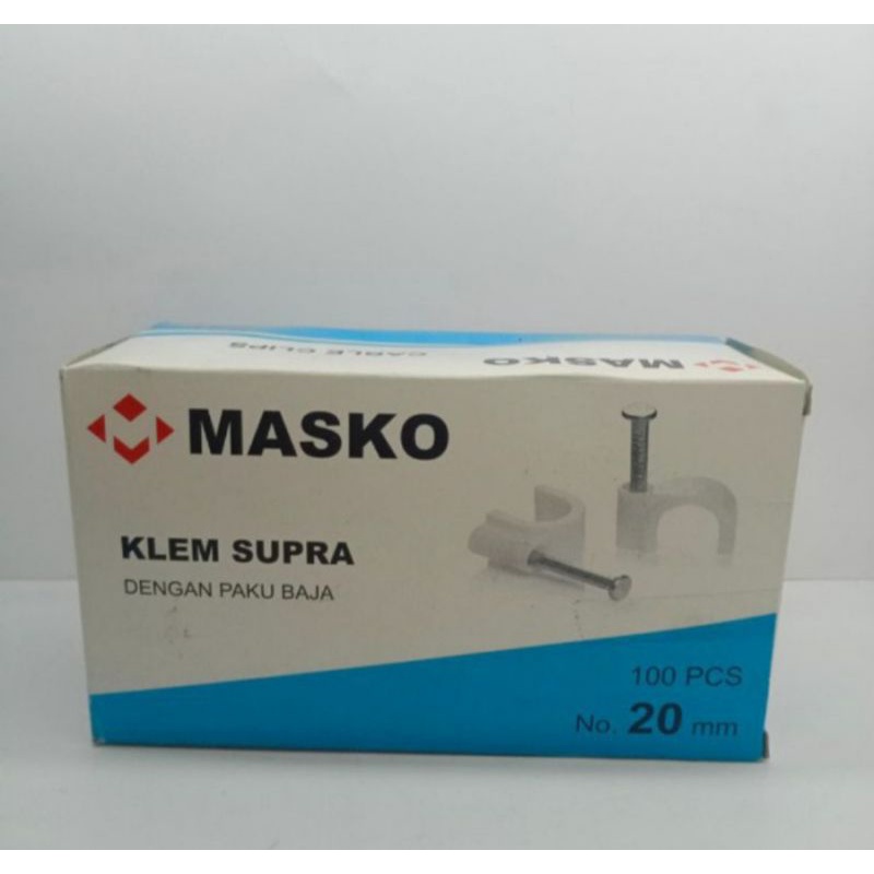 MASKO SUPRA KLEM KABEL 20MM / KLEM PIPA 20 MM PAKU BETON BAJA BOX ISI ...