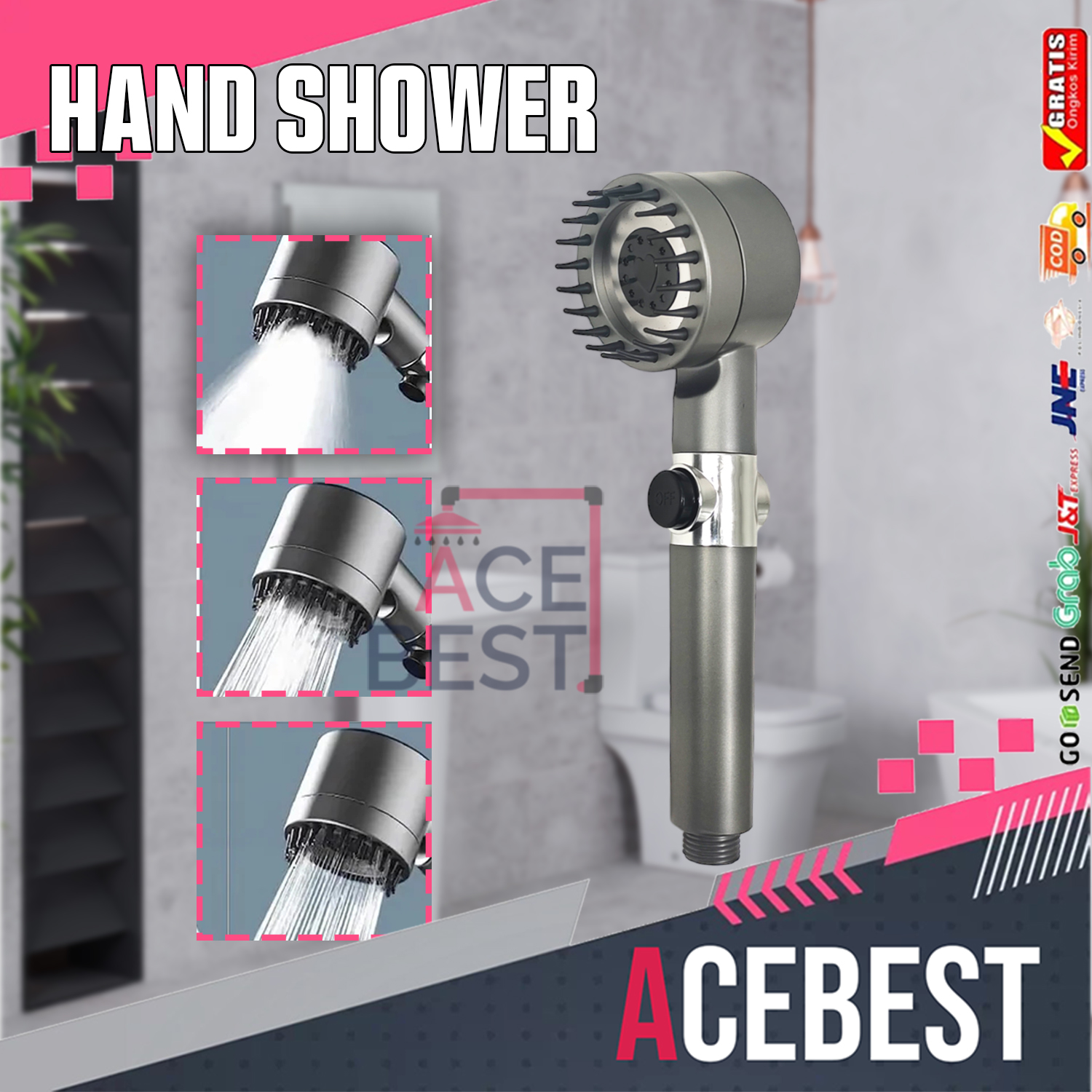 ACEBEST Shower Genggam Hand Shower Tangan Shower Kamar Mandi Pancuran ...