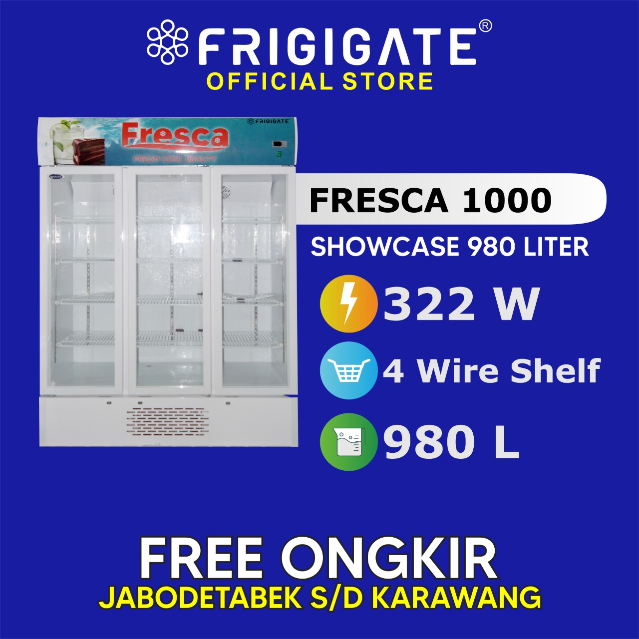SHOWCASE BESAR 3 PINTU FRIGIGATE 1000L | FRESCA 1000 | Lazada Indonesia