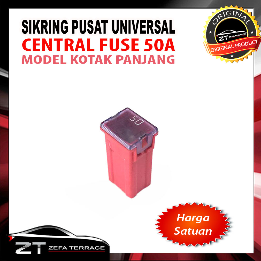 Sikring Pusat Mobil Kotak Model Panjang 50A Original Warna Merah Central Fuse Sekring Pusat ...