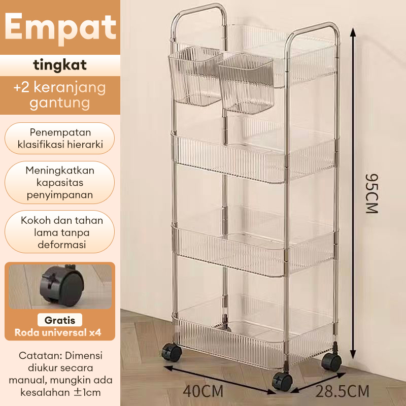 Rak Troli Susun Stainless steel Rak Roda Rak Susun Serbaguna Rak Salon ...