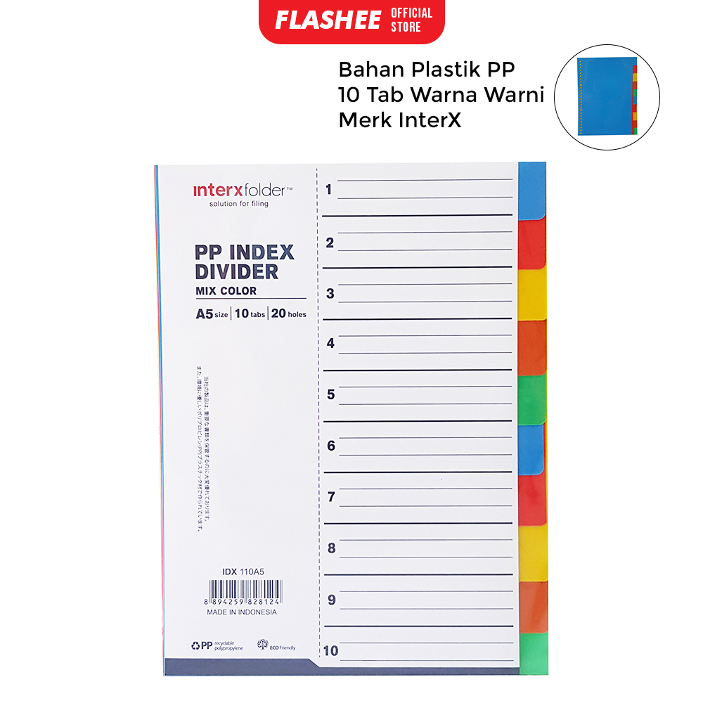 Pembatas Binder A5 20 Ring 10 Pembatas Divider InterX Rainbow Warna ...