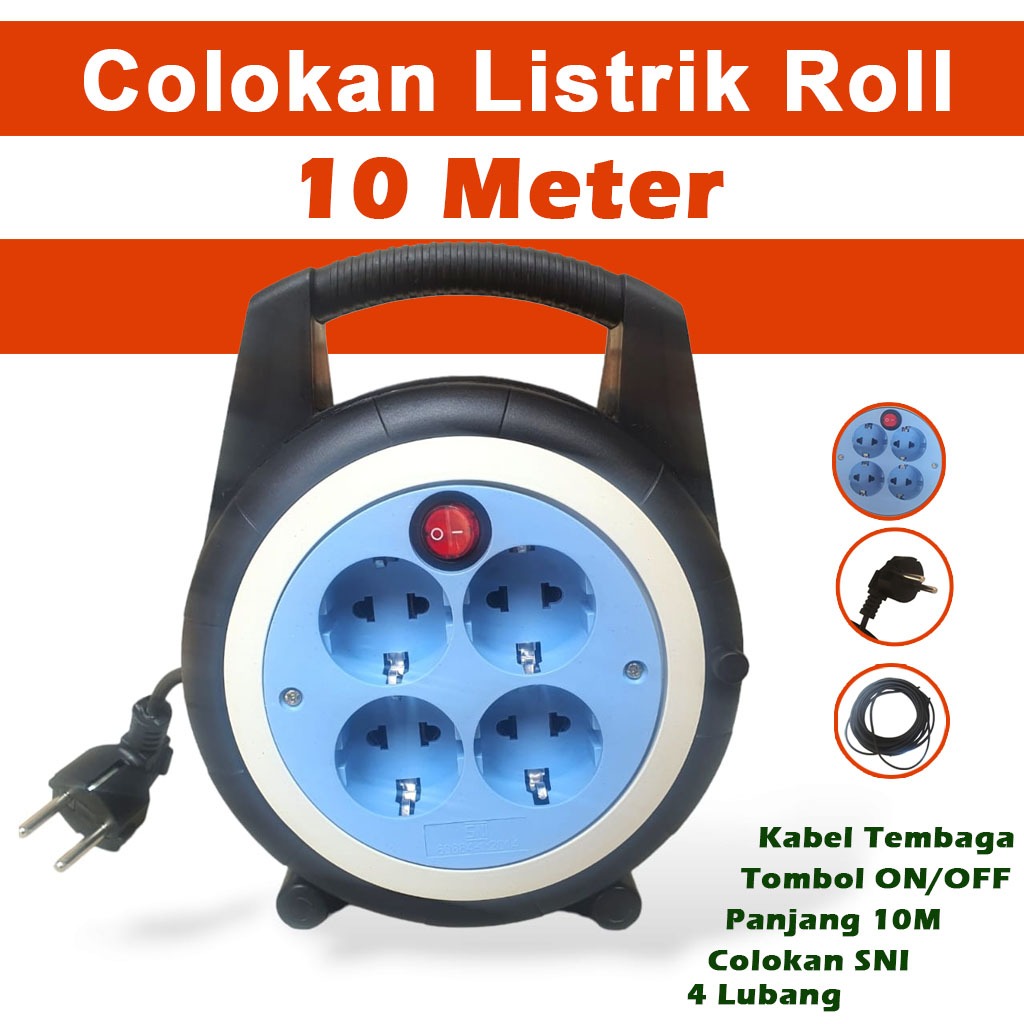 Big Mom Kabel Listrik Roll 10M 4 Lubang Colokan - Kabel Sambungan Roll ...