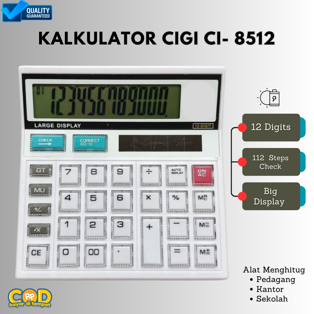 Kalkulator Cigi CI - 8512 / Calculator / Kalkulator 12 Digits / Alat ...