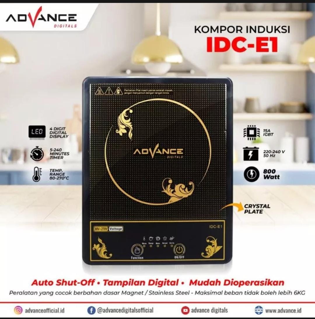 Kompor Listrik / Kompor Induksi Advance IDC-E1 | Induction Cooker touch screen smart 800W ...