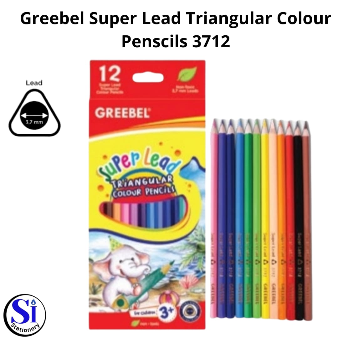 Pensil Warna Greebel Super Lead Triangular 12 Warna No.3712 | Lazada ...