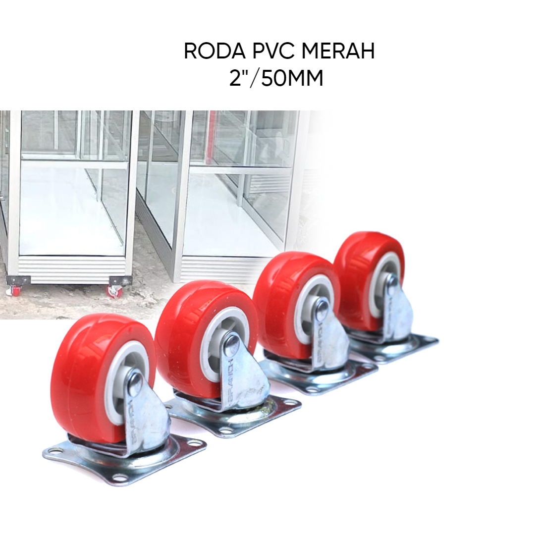 RODA PVC TROLI TROLLEY 2IN MERAH HIDUP BPR-5050 BRACH RODA PVC MERAH 2 ...