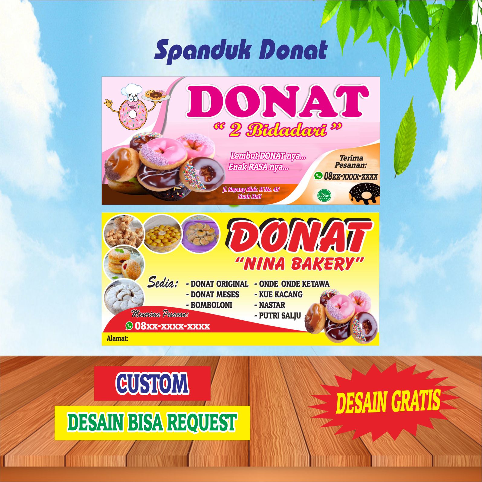 Banner Spanduk Donat Kue Bisa Request Desain Custom | Lazada Indonesia