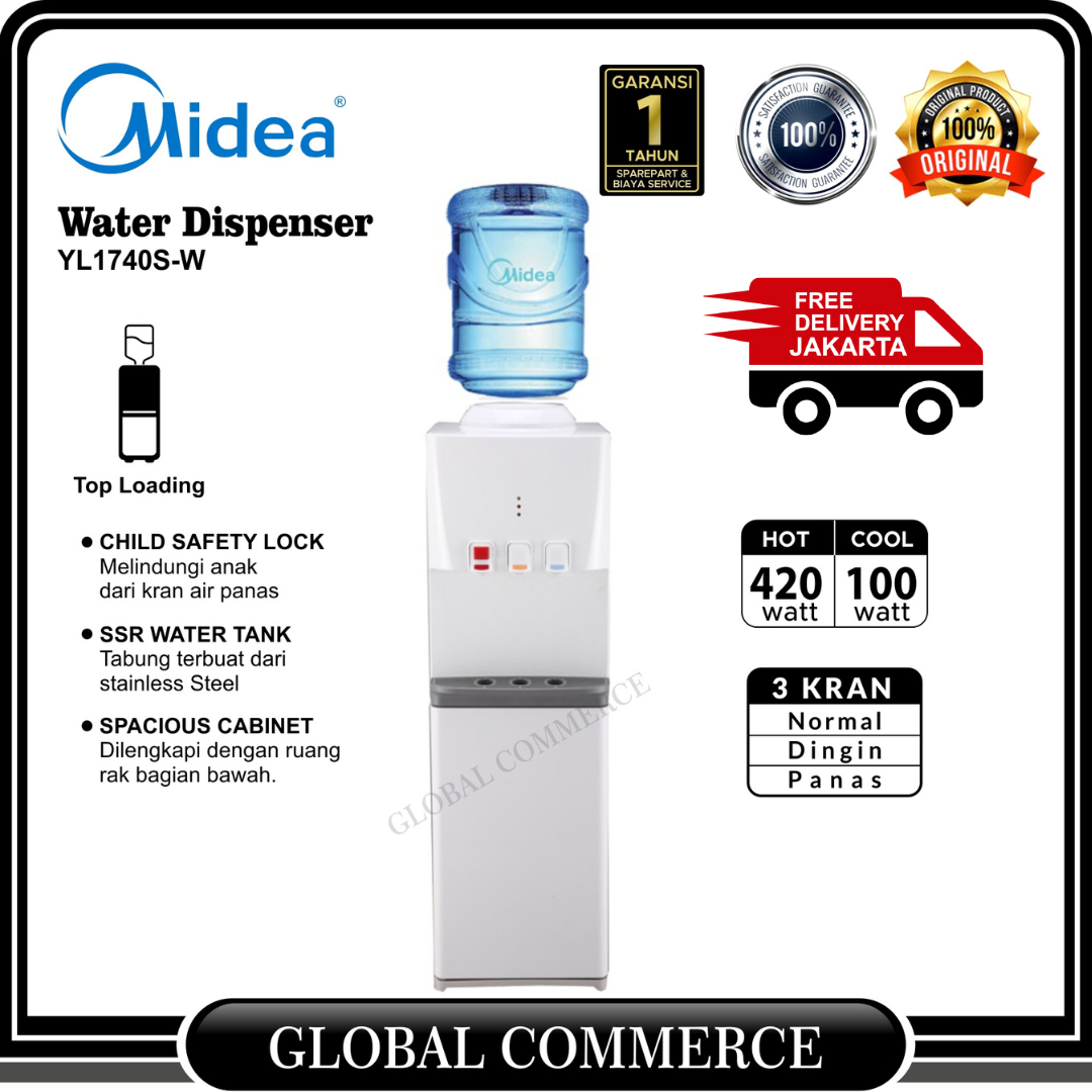 Midea Water Dispenser Top Loading YL1740S-W Dispenser Air Galon Atas ...